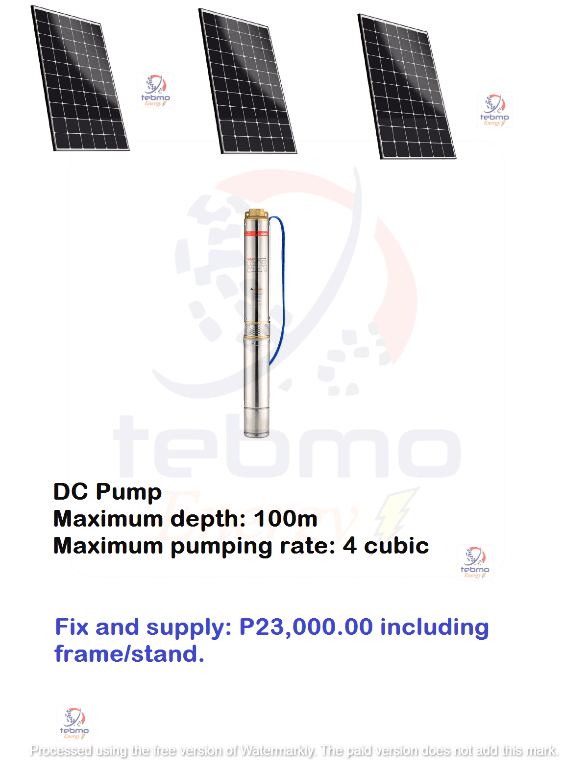 Borehole pump 1.1kw DC installation – Tebmo Energy